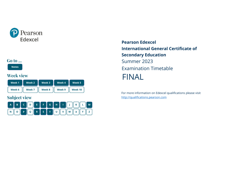 IGCSE SUMMER 2023 TIMETABLE