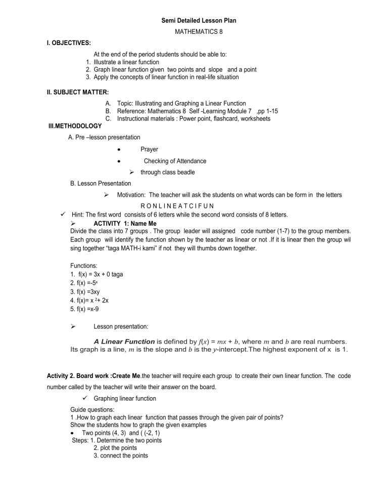 LINEAR FUNCTION