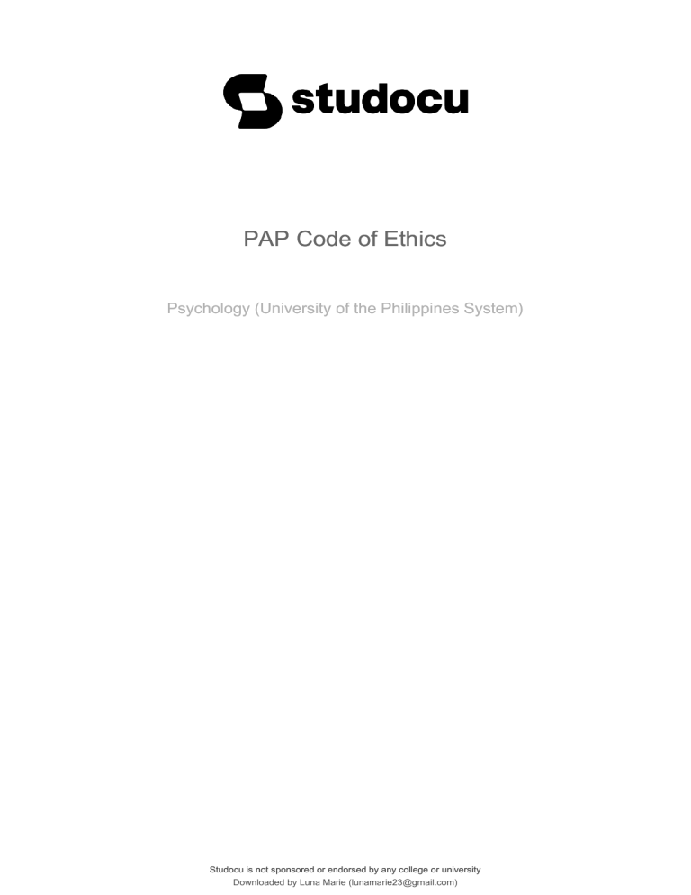 Code Of Ethics Code Of Ethics