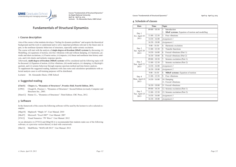 Fundamentals Of Structural Dynamics