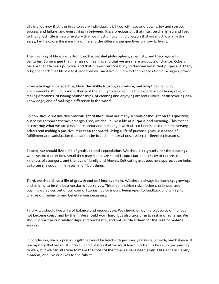 Life Essay