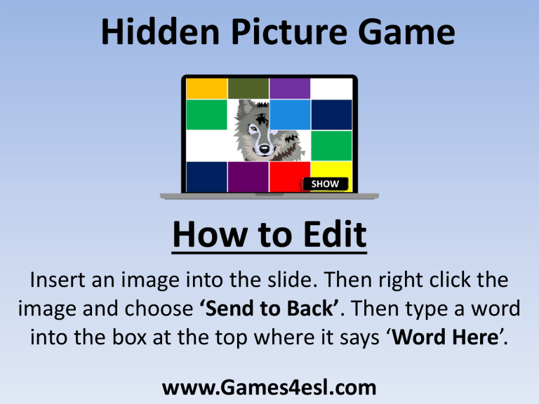 Hidden Picture Game Template for ESL