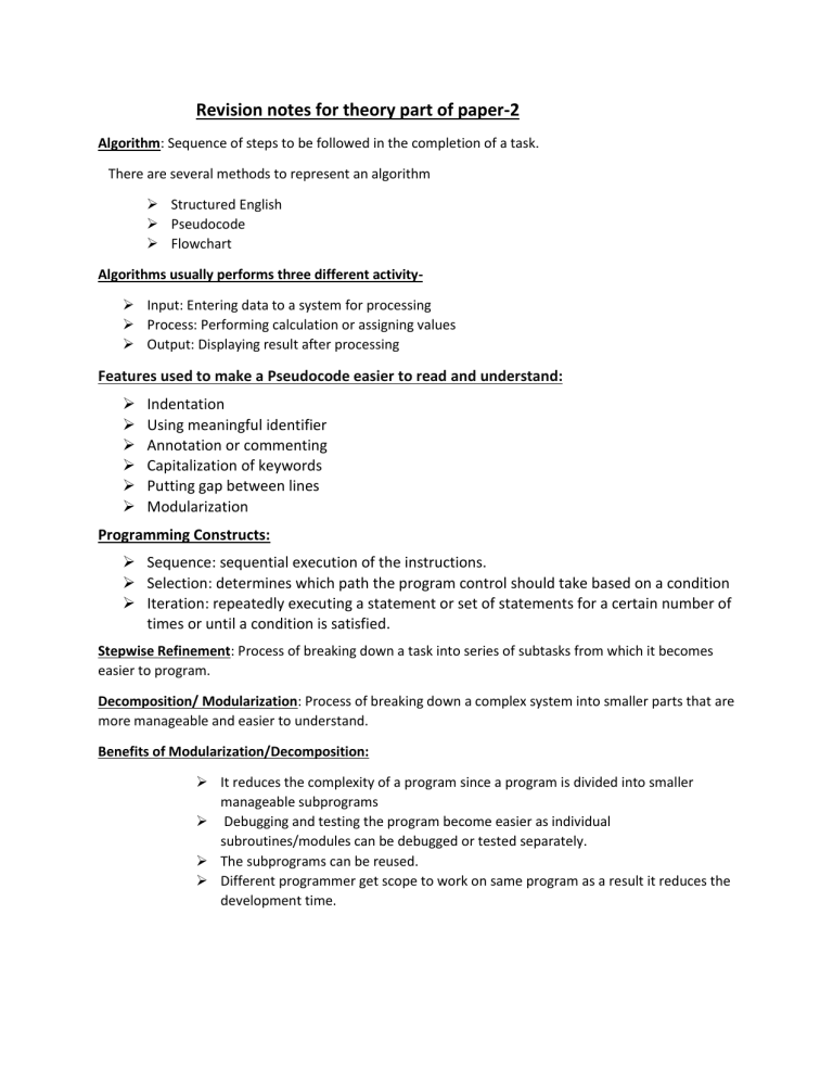 Revision Notes For P2