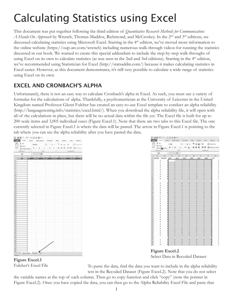 Calculating Statistics Using Excel