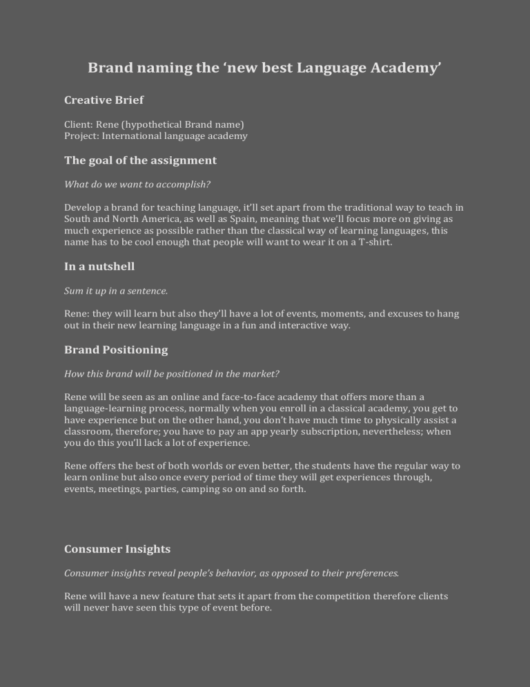 Language Academy Brand Creative Brief