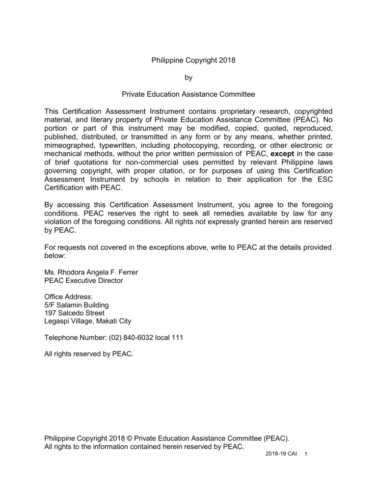 ESC Certification Assessment Instrument
