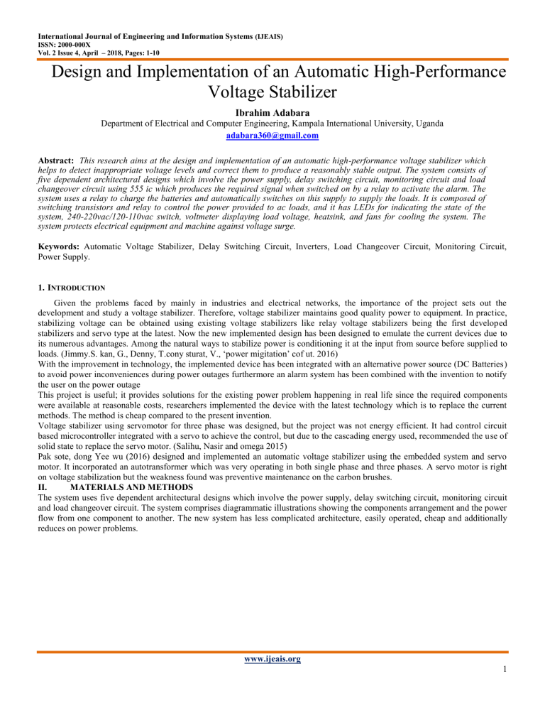Automatic High-Performance Voltage Stabilizer Design