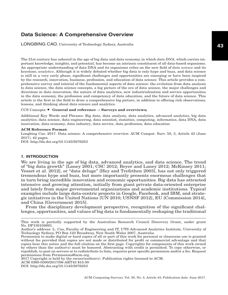 Data Science: A Comprehensive Overview