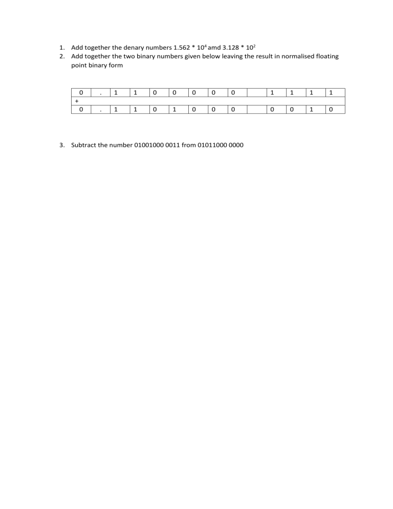 Binary Numbers Practice Binary Numbers Practice