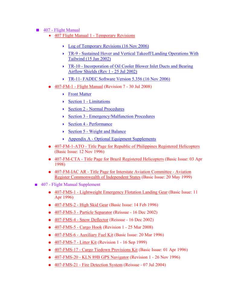 Bell 407 Flight Manual
