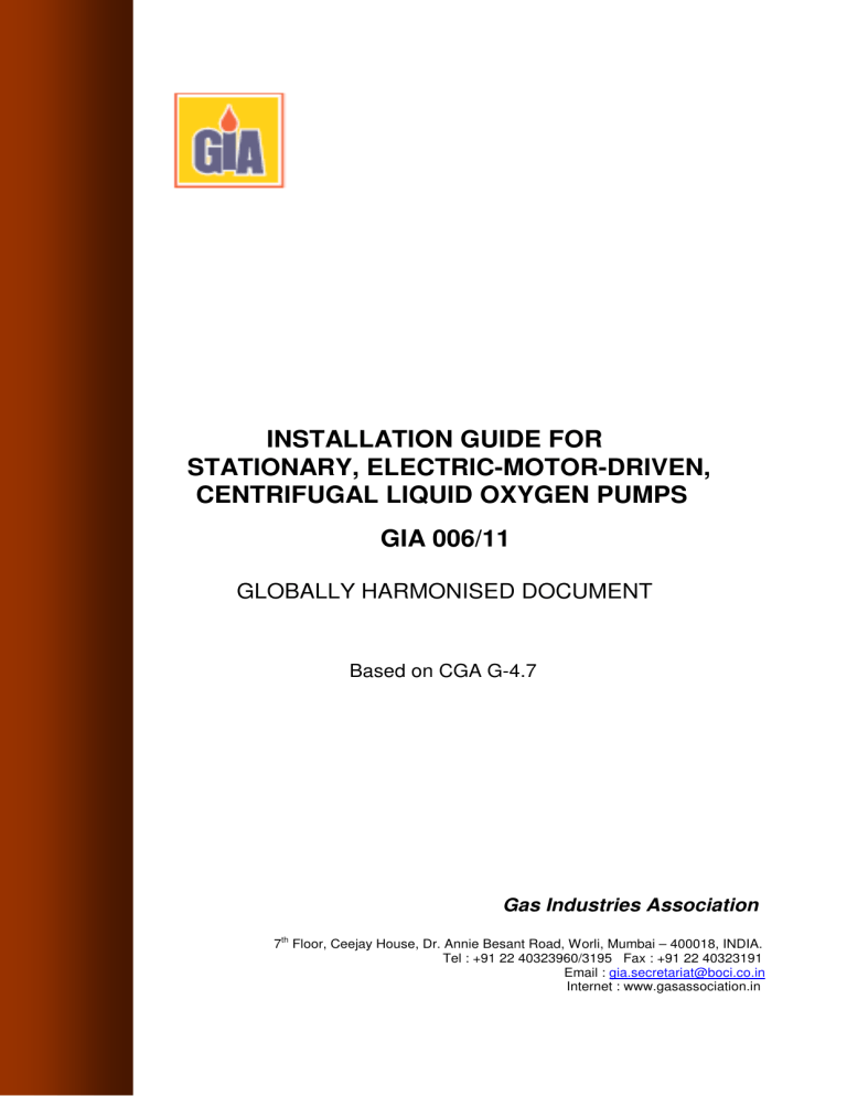 Installation guide for stationary electric motor - driven centrifugal ...