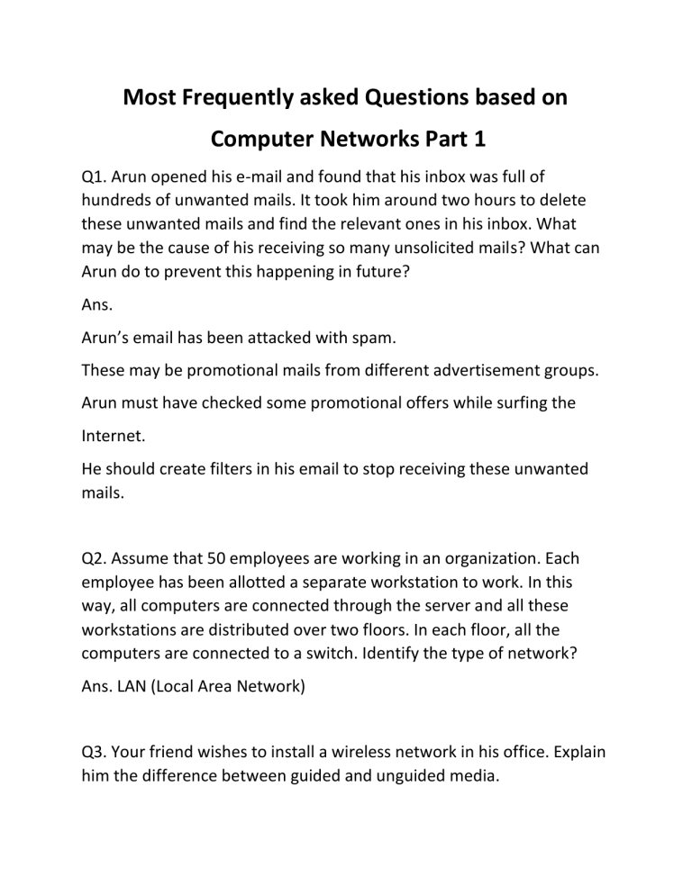 Computer Networks Study Guide: FAQs
