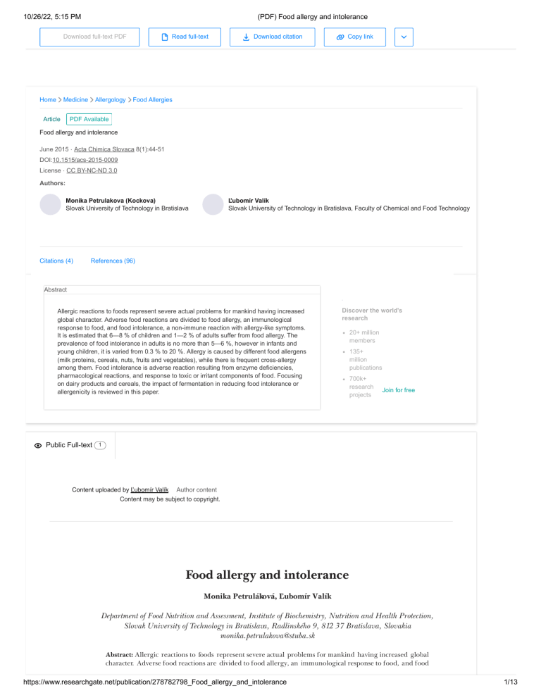 Food Allergy & Intolerance: Causes, Symptoms, & Fermentation