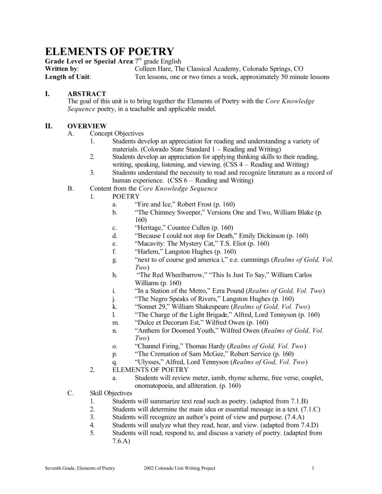 82919467 Elements of Poetry 82919467 Elements of Poetry