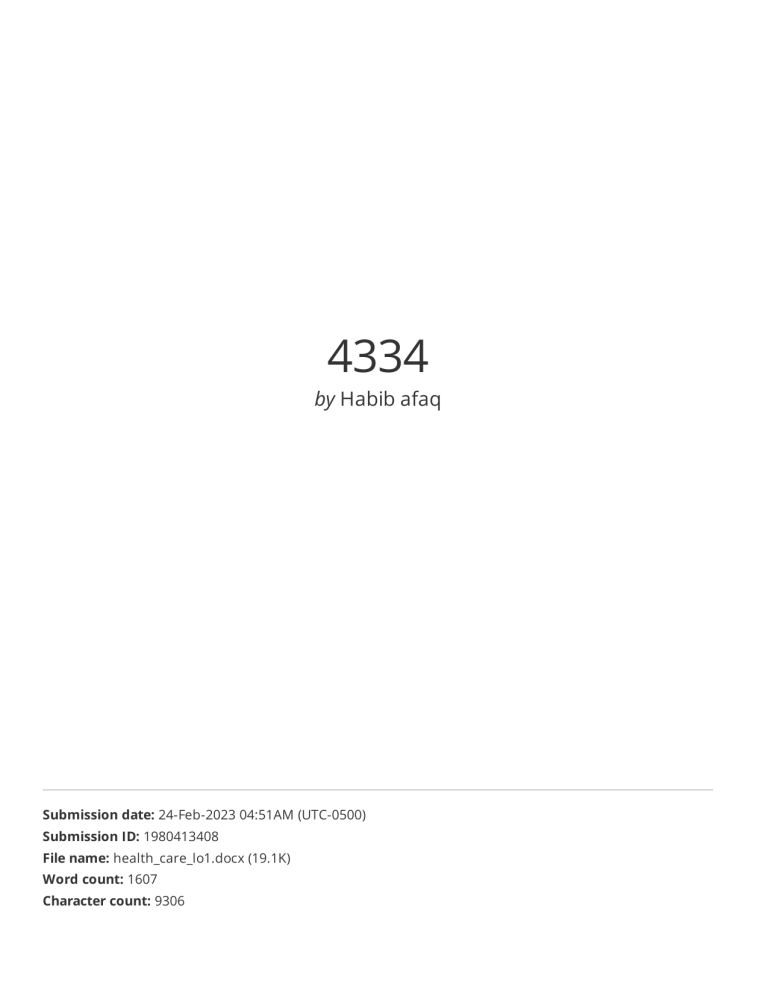 Originality Report Health Care Document Analysis Originality Report Health Care Document Analysis