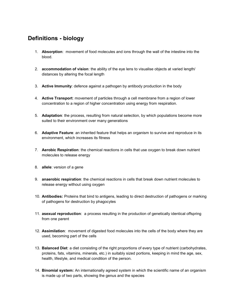 Biology Definitions: Key Terms Explained
