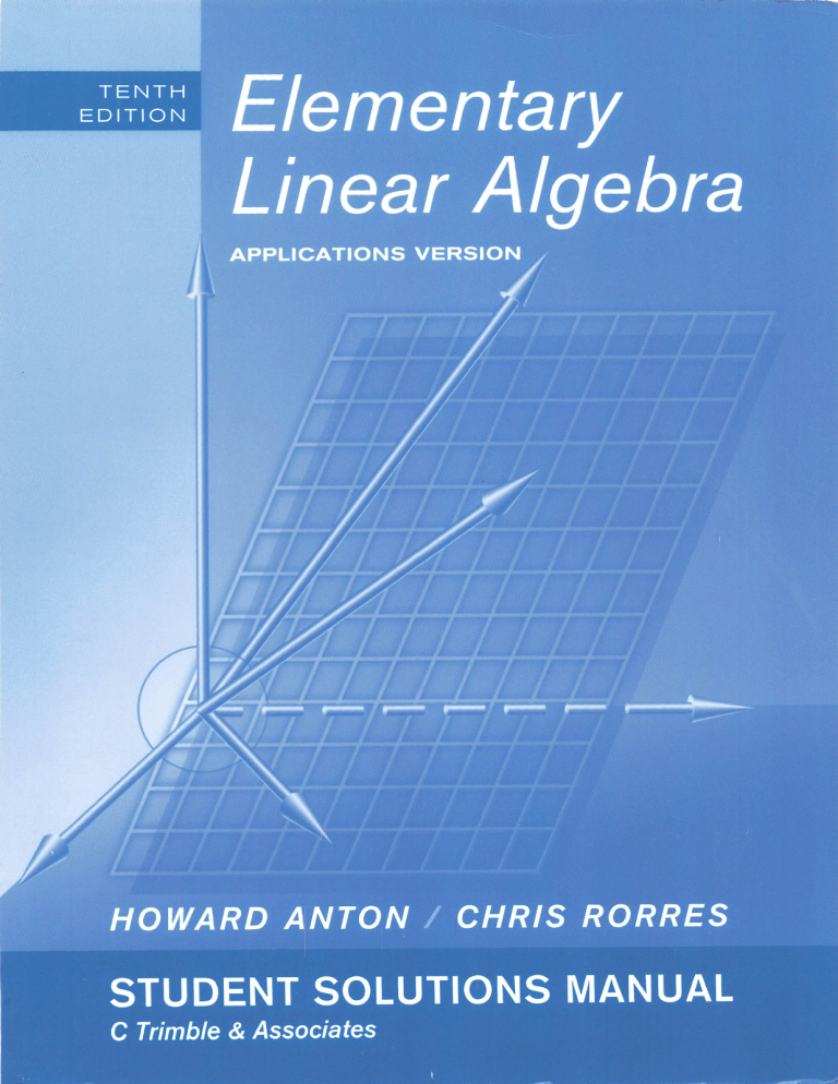 Elementary Linear Algebra Applications Version Student Solutions 