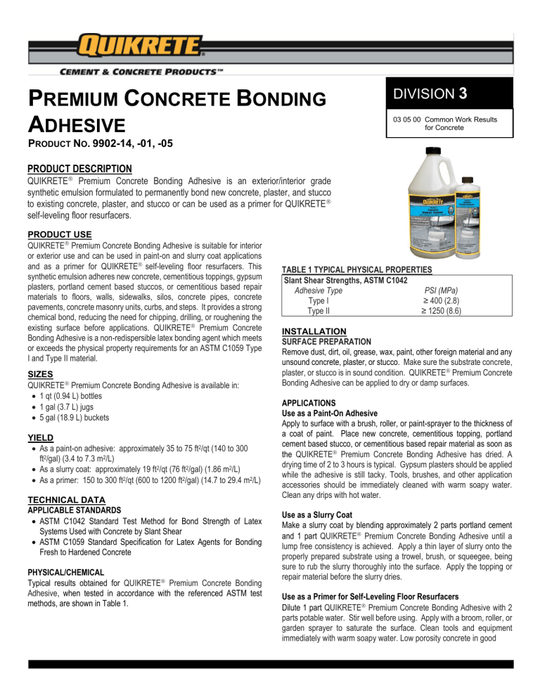 Quikrete Concrete Bonding Adhesive Quikrete Concrete Bonding Adhesive