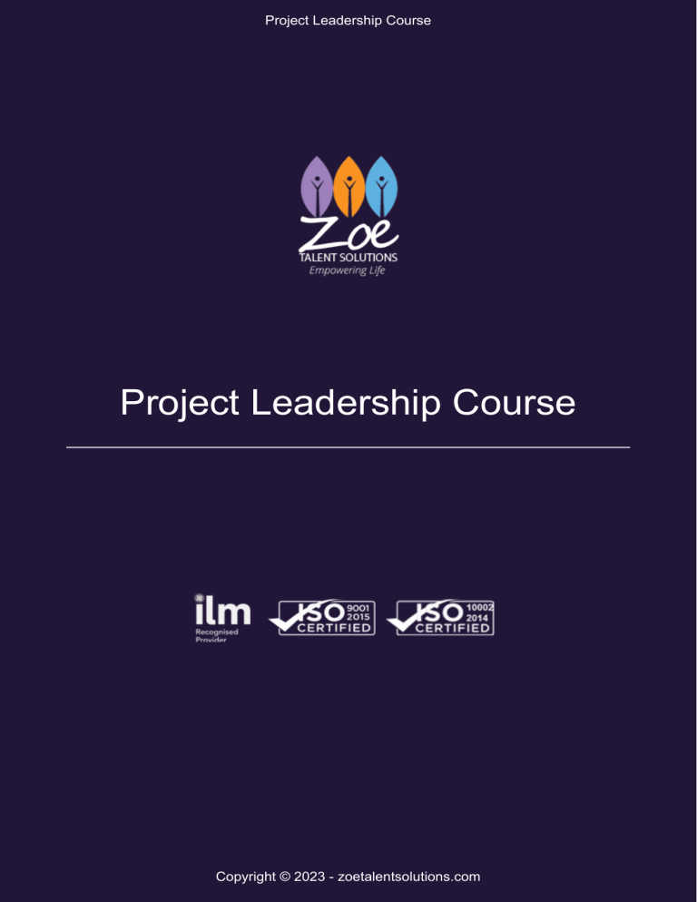 Project Leadership Course Outline | Zoe Talent Solutions