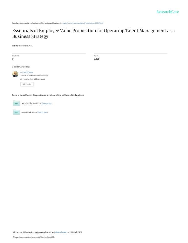 Employee Value Proposition & Talent Management in Banking