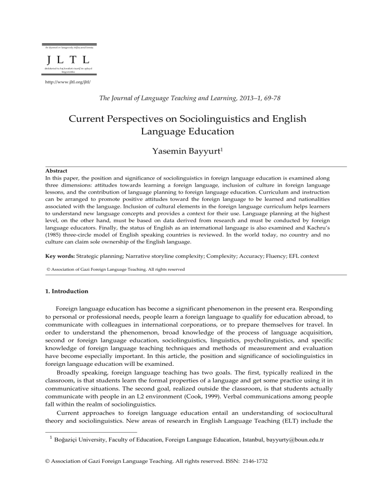 Sociolinguistics in Language Education