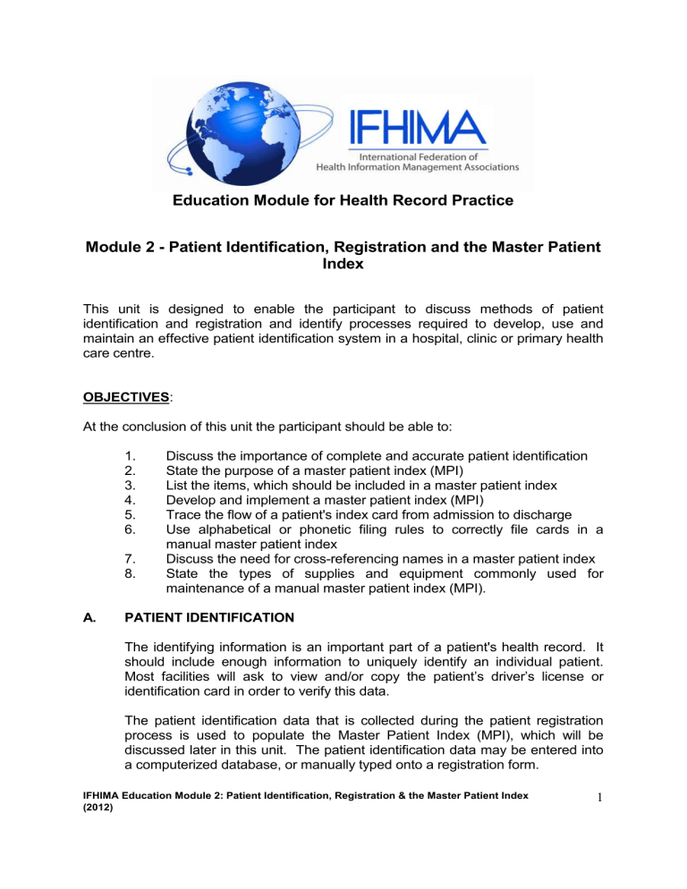 Patient Identification & MPI Education Module