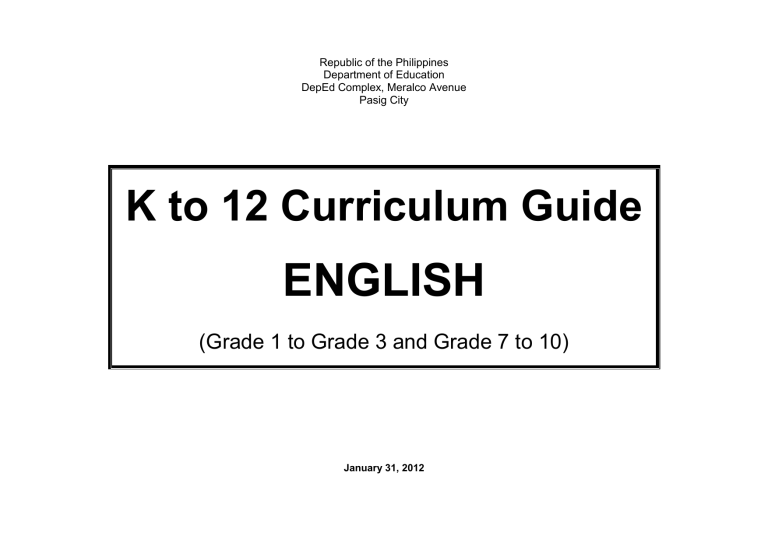 English k to 12 curriculum guide grades 1 to 3 7 to 10