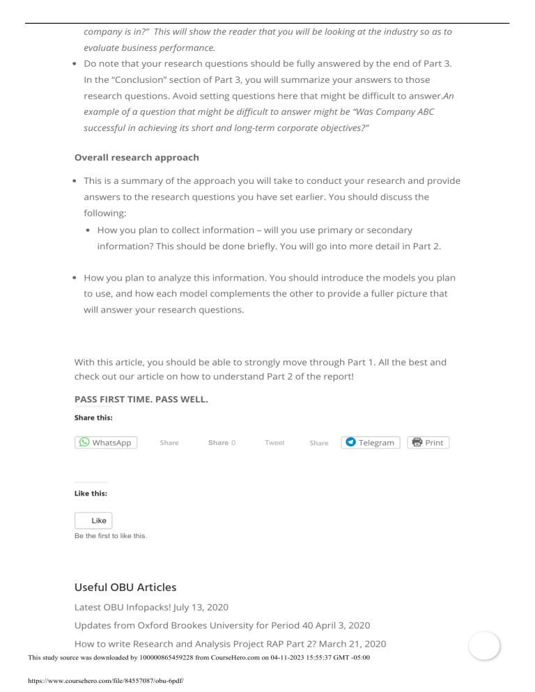 Research Project Part 1 Guide