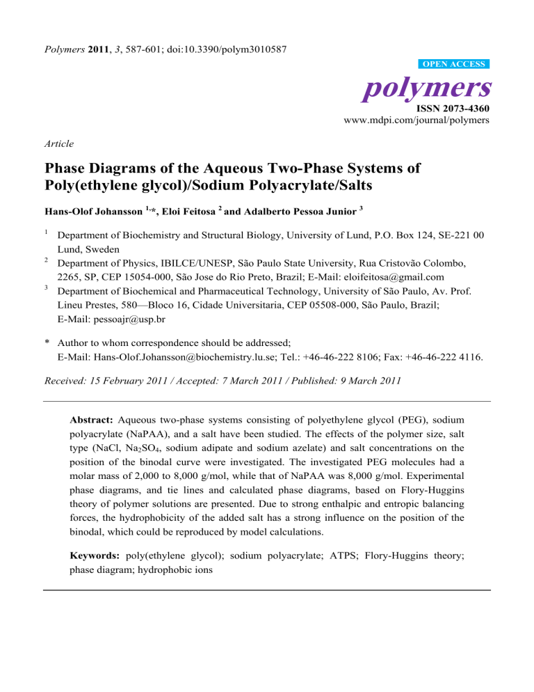 PEG/NaPAA Aqueous Two-Phase Systems: Phase Diagrams & Salts