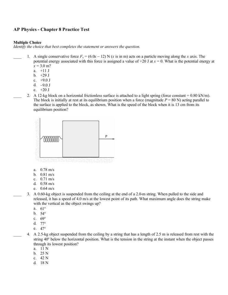 AP Physics Chapter 8 Practice Test