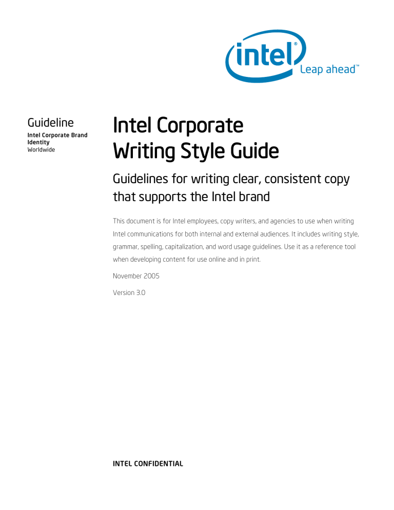 Intel Corp Writing Style Guide