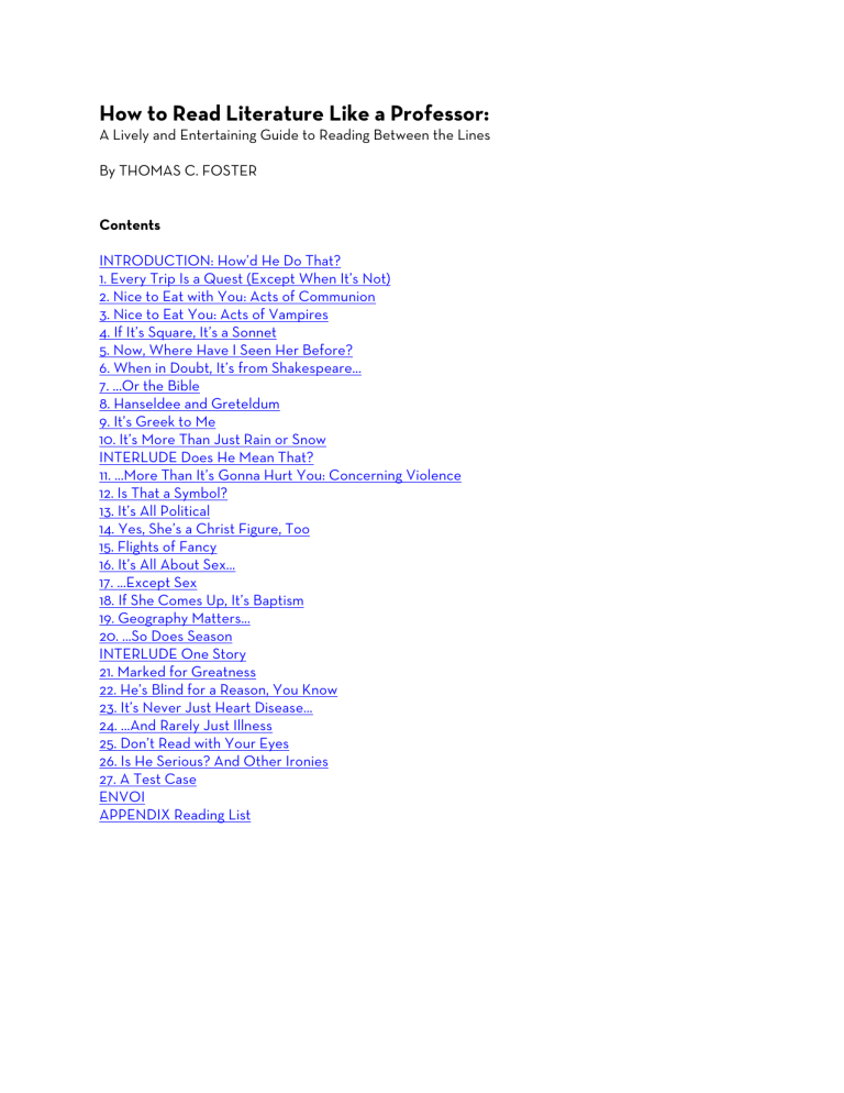 How to Read Literature Like a Professor