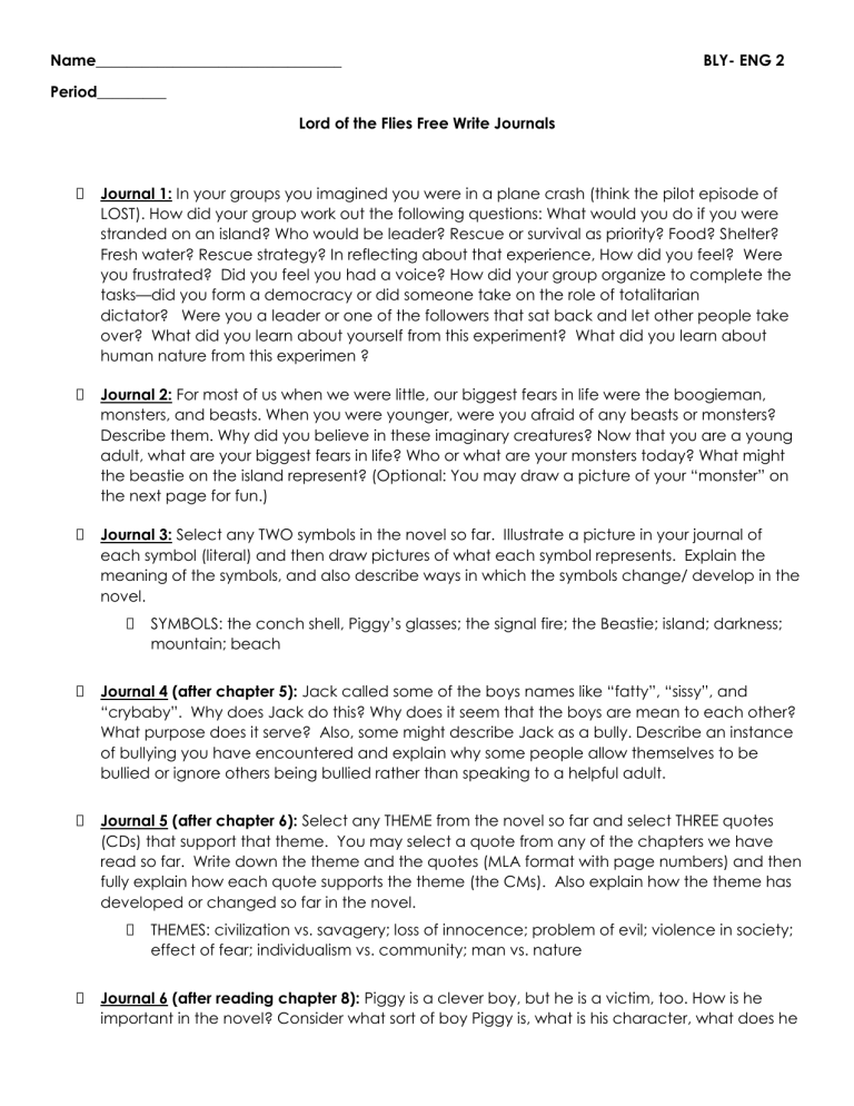 Free Write Journal Prompts