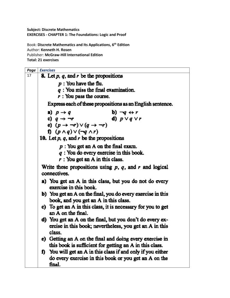 01 Exercises Propositional Logic