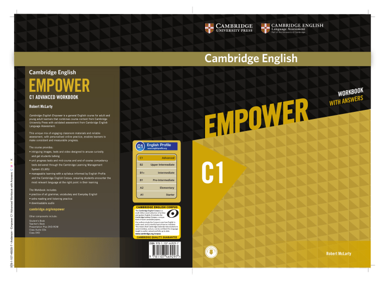 Cambridge English Empower C1 Advanced Workbook With Answers Rob