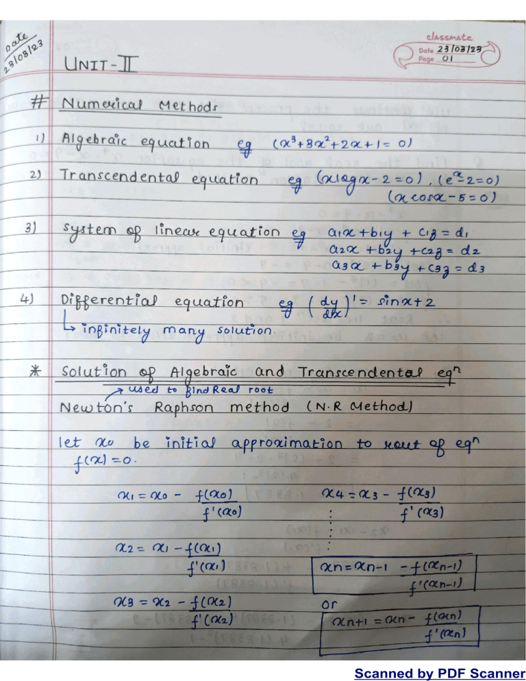 Numerical Methods Lecture Notes Numerical Methods Lecture Notes