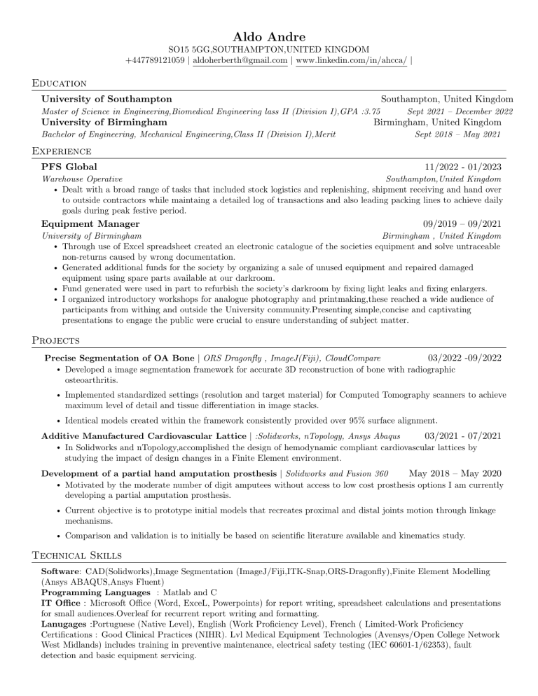 Jakes Resume