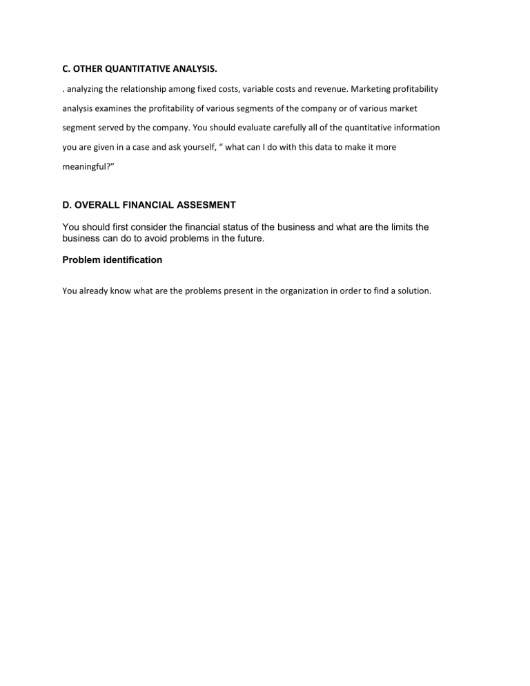 Quantitative Analysis Financial Assessment Quantitative Analysis Financial Assessment