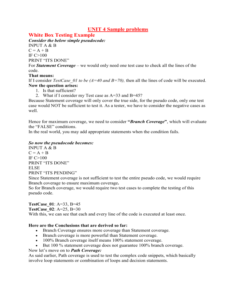 Unit 4 Sample Problems And Solutions