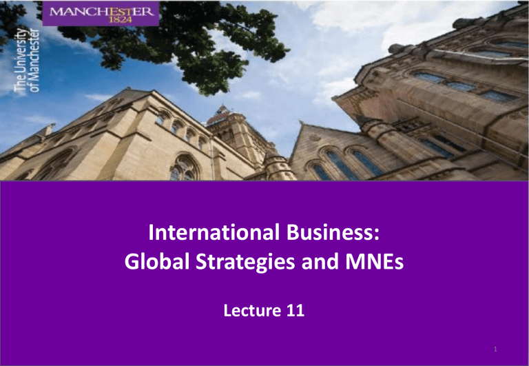 BMAN24312 Lecture 11 Global Strategy 2 