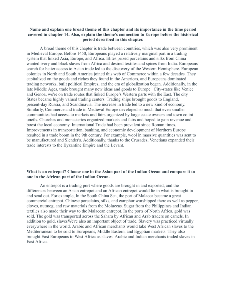 Trade, Exploration, and European Ascendancy in Chapter 14