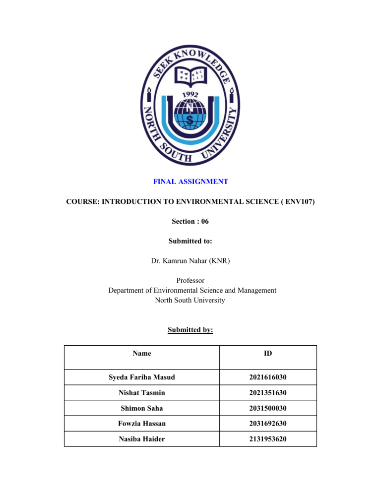 Environmental Science Final Assignment