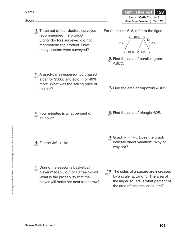 7th Grade Math Final Exam