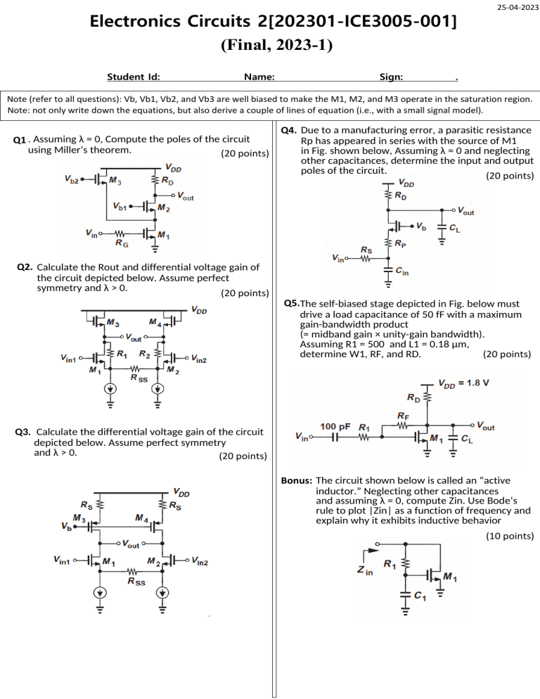 Electronics Circuits Exam Circuit Analysis Design Electronics Circuits Exam Circuit Analysis Design