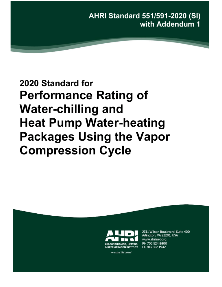 AHRI Standard 551-591 2020 (SI) with Addendum 1