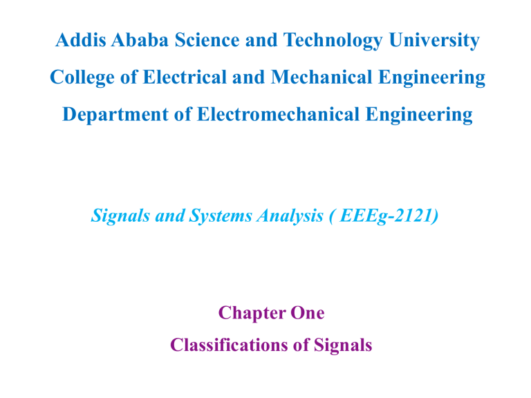 Signals and Systems Analysis: Signal Classifications