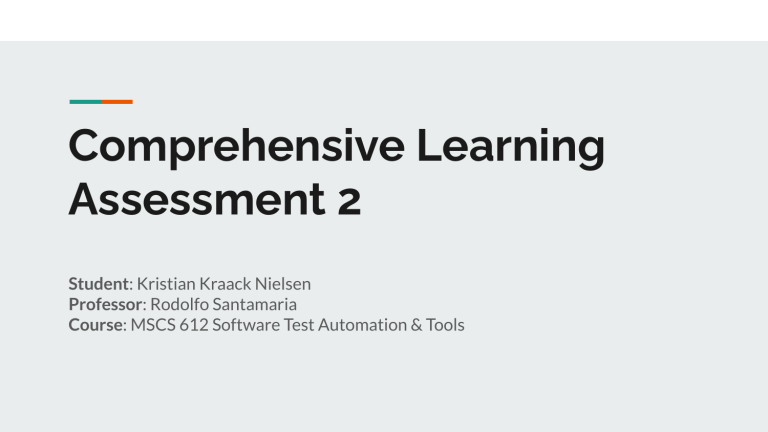 Comprehensive Learning Assessment 2