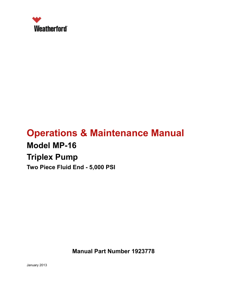 MP-16 Triplex Pump Operations & Maintenance Manual