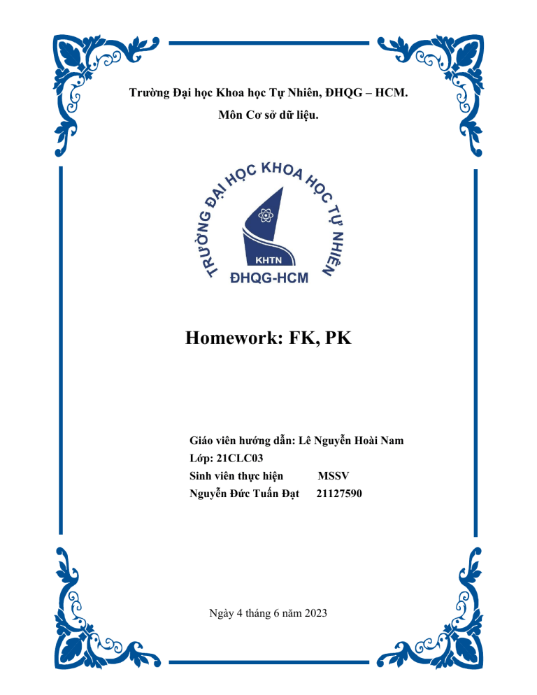 Domáca úloha: FK, PK - Základy databáz