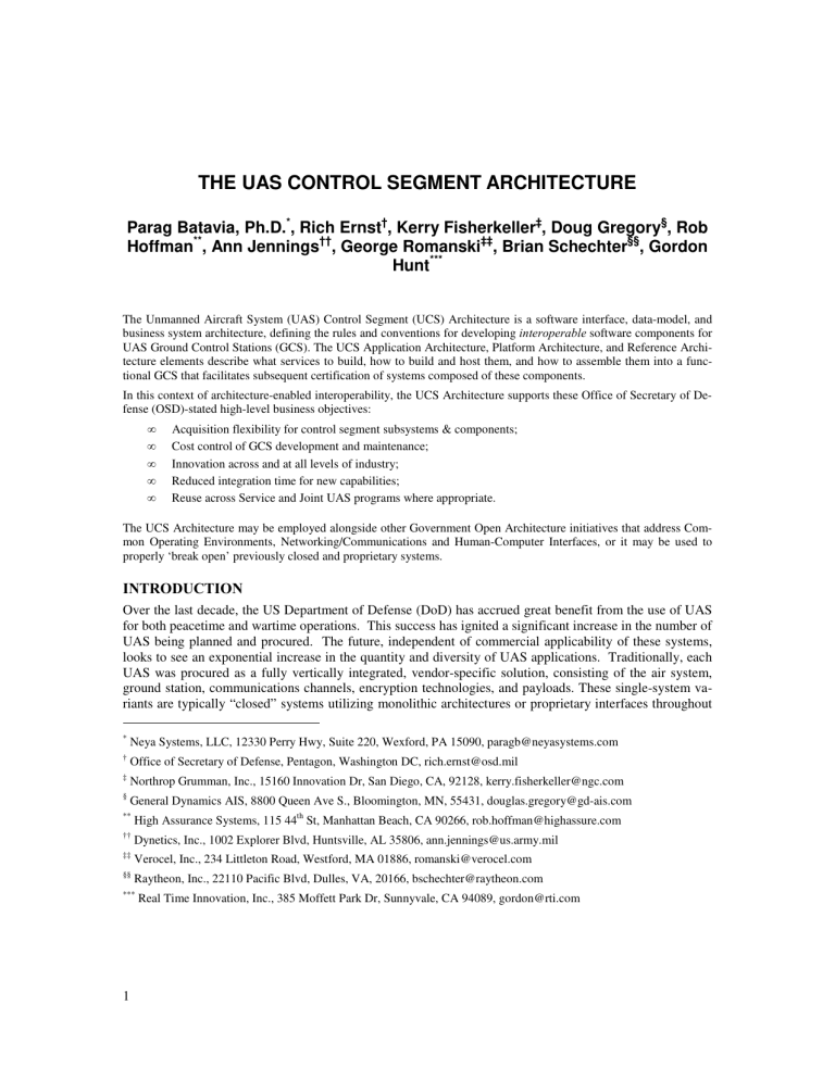 The Uas Control Segment Architecture